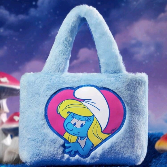 Smurfs | Bags | The Smurfs Smurfette Blue Faux Fur Handbag Tote Bag ...